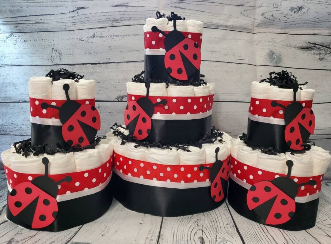 Ladybug Diaper Cake Set: Red Polka Dot Baby Shower Centerpiece - Etsy