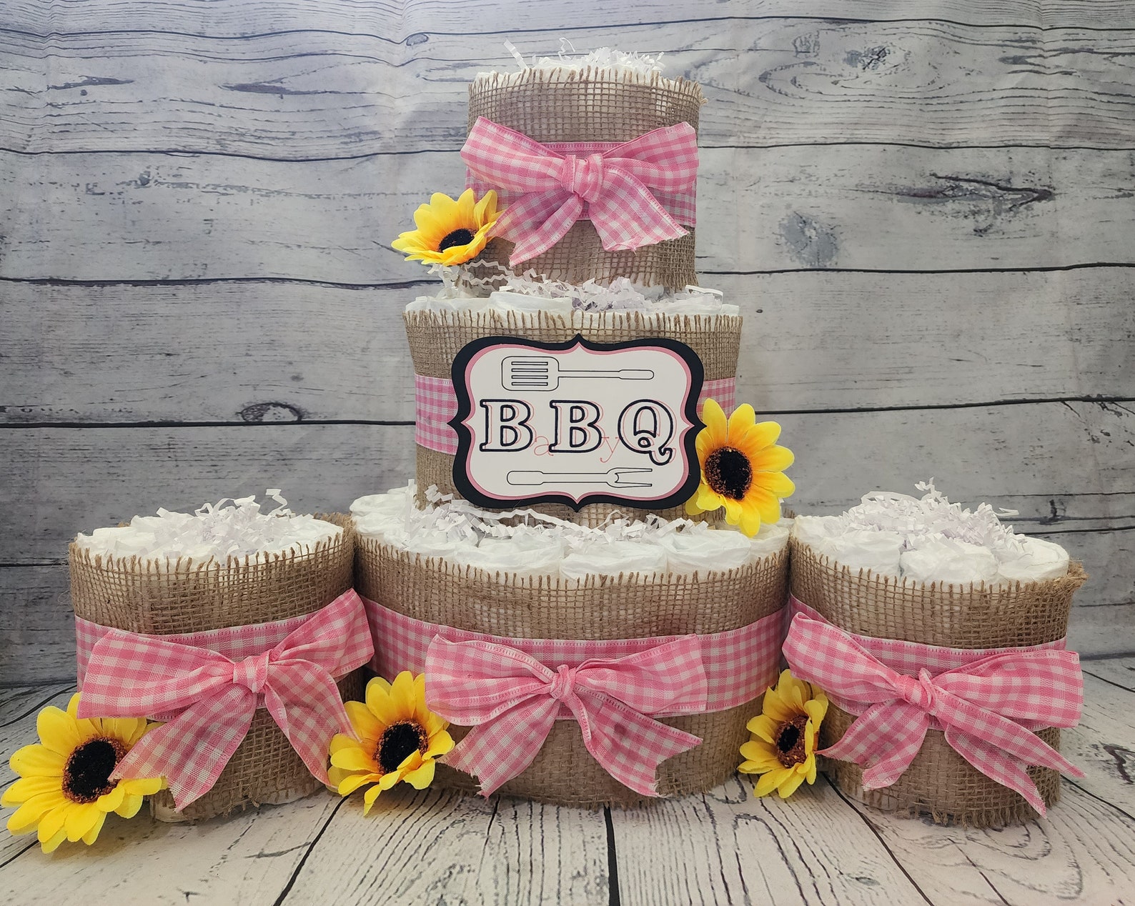 3 Tier Diaper Cake and Mini 3 Piece Set BBQ Baby Q Diaper - Etsy