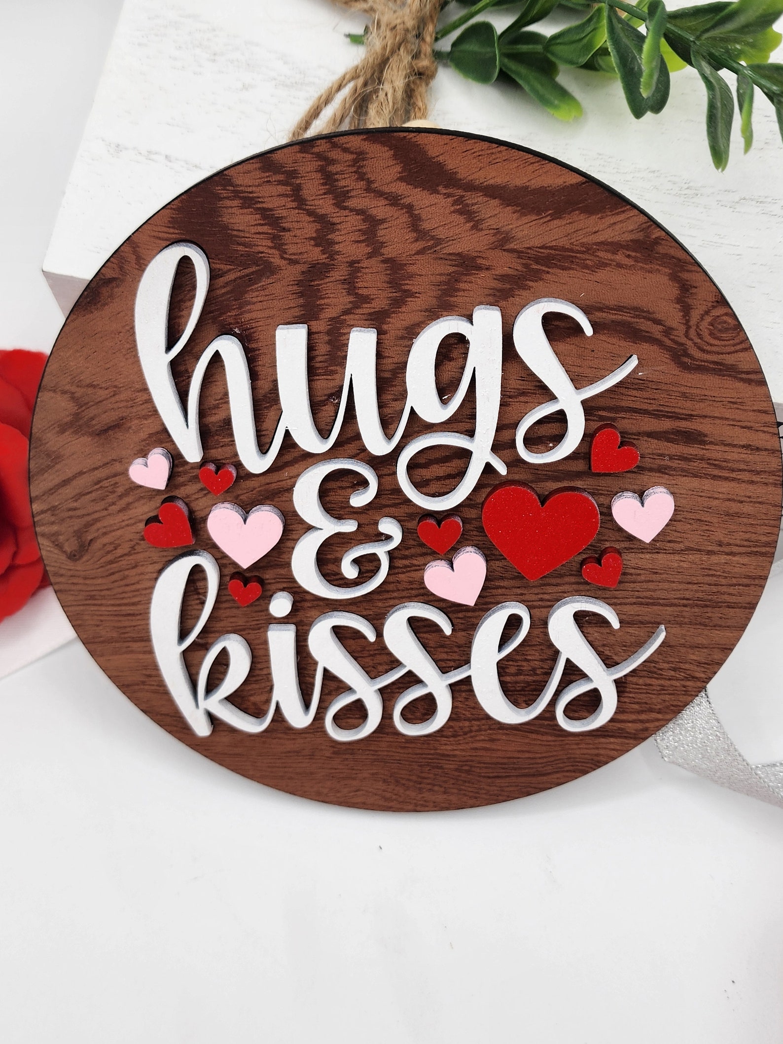 Hugs and Kisses Hearts 6 Round INSERT ONLY Valentine Day Theme, Red ...