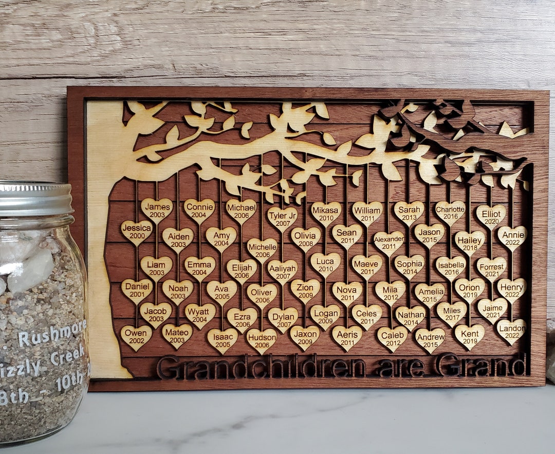 Personalized Wood Family Tree Sign: Engraved Names & Dates - Etsy