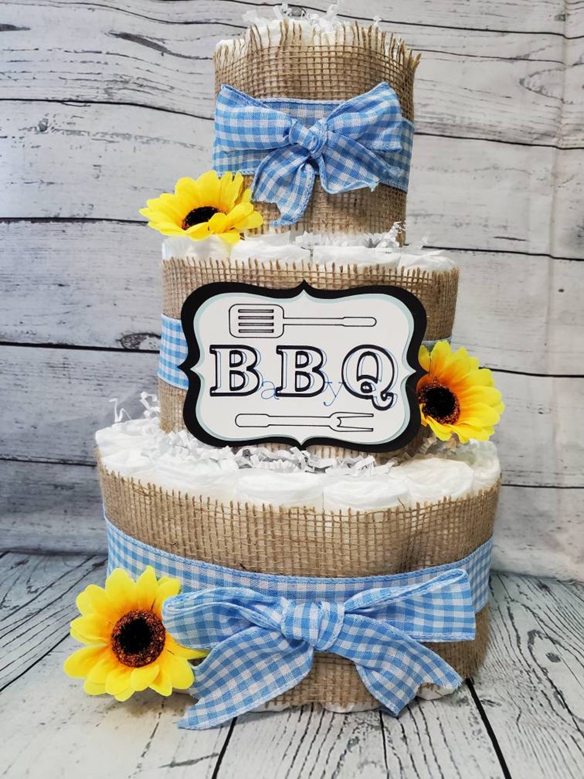 3 Tier Diaper Cake and Mini 3 Piece Set BBQ Baby Q Diaper - Etsy