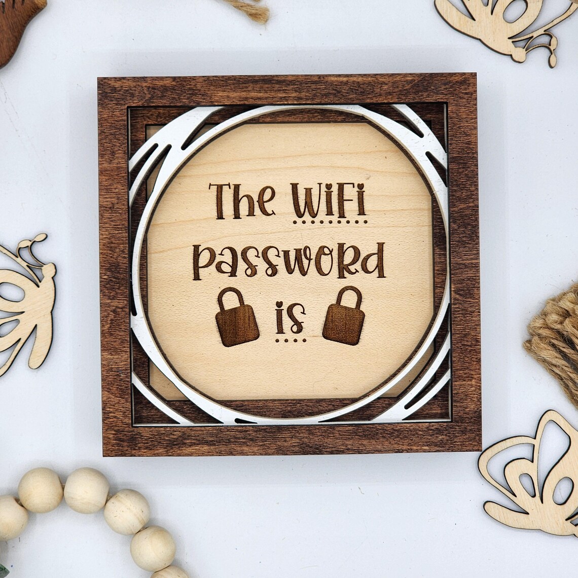 Wifi Password Wood Sign: 5x5" Mahogany & Maple Desk Decor - Etsy