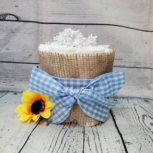 3 Tier Diaper Cake and Mini 3 Piece Set BBQ Baby Q Diaper Cake Burlap ...