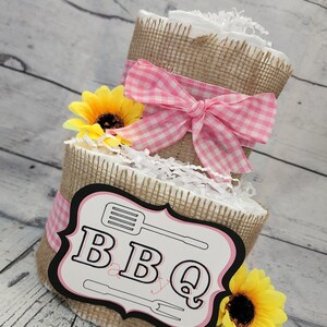 2 Tier Diaper Cake and Mini 3 Piece Set - BBQ Baby Q Diaper Cake -blue ...