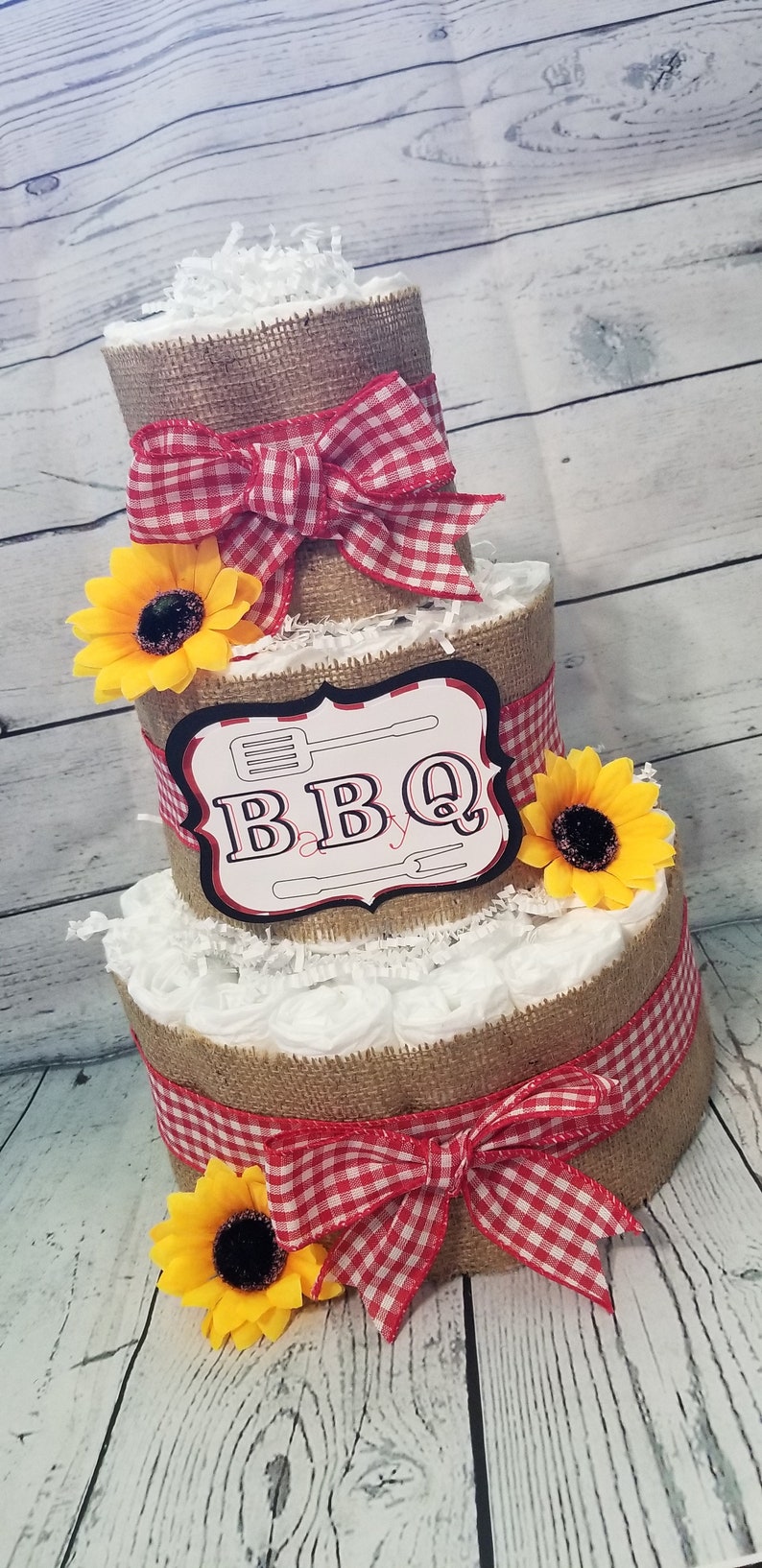 3 Tier Diaper Cake and Mini 3 Piece Set BBQ Baby Q Diaper - Etsy