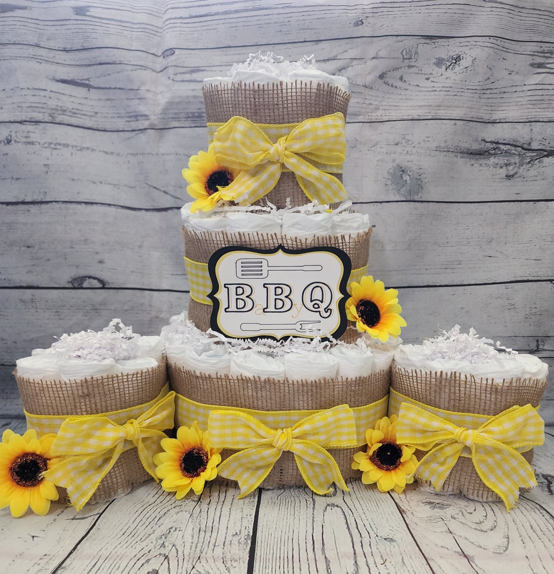 3 Tier Diaper Cake and Mini 3 Piece Set BBQ Baby Q Diaper - Etsy