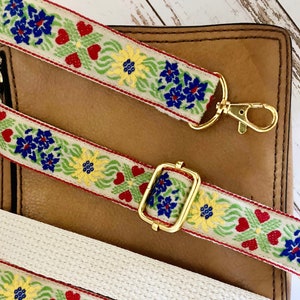 Embroidered Purse Strap, Floral Crossbody Purse Strap, Adjustable Woven ...