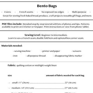 PDF Pattern for Bento Bags, Sewing Pattern and Tutorial for Knitting ...