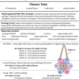 PDF Pattern for Flower Tote Bag, Sewing Tutorial for Quilted Daisy ...
