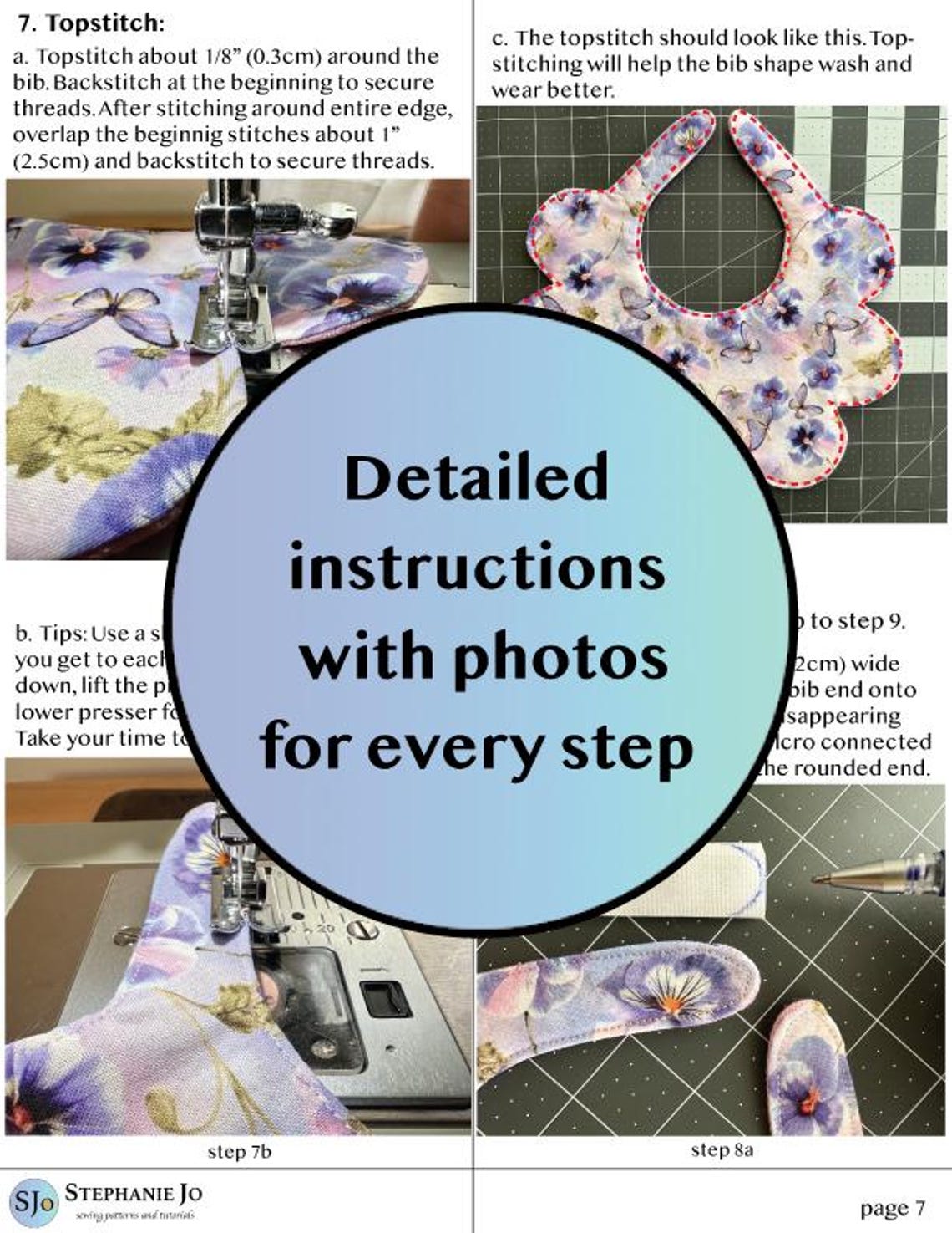 PDF Pattern for Scalloped Baby Bib and Bandana Bib, Step by Step Sewing ...