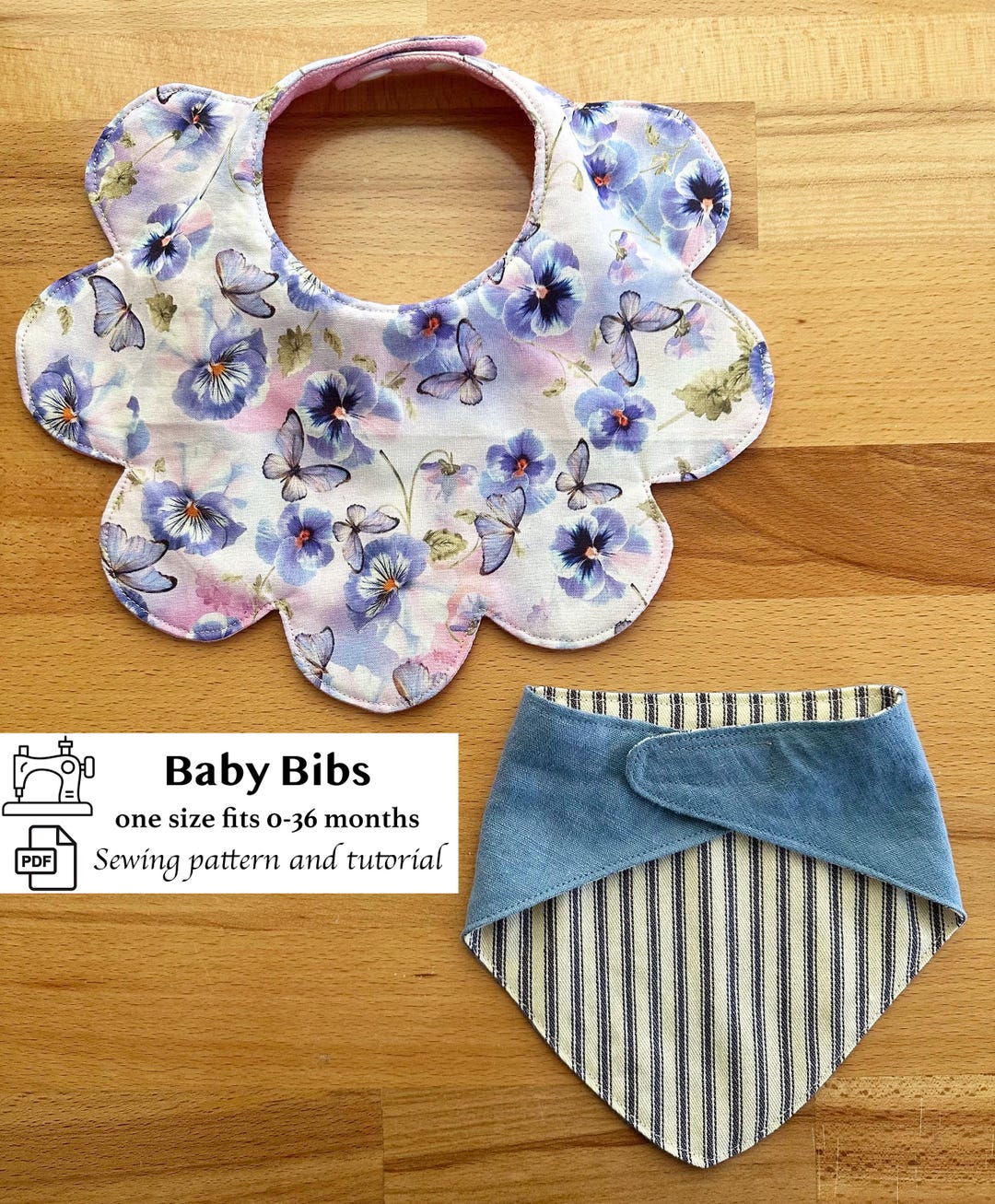 PDF Pattern for Scalloped Baby Bib and Bandana Bib, Step by Step Sewing ...