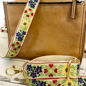 Embroidered Purse Strap, Floral Crossbody Purse Strap, Adjustable Woven ...