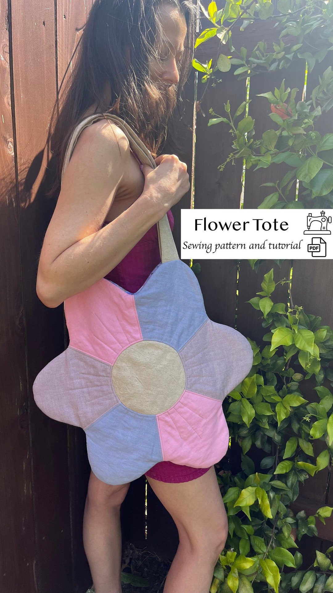 PDF Pattern for Flower Tote Bag, Sewing Tutorial for Quilted Daisy ...