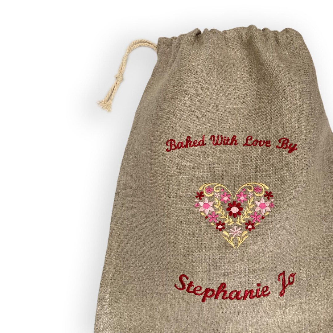 Custom Bread Bag, Linen Bread Bag, Personalized Gift, Valentine’s Day ...