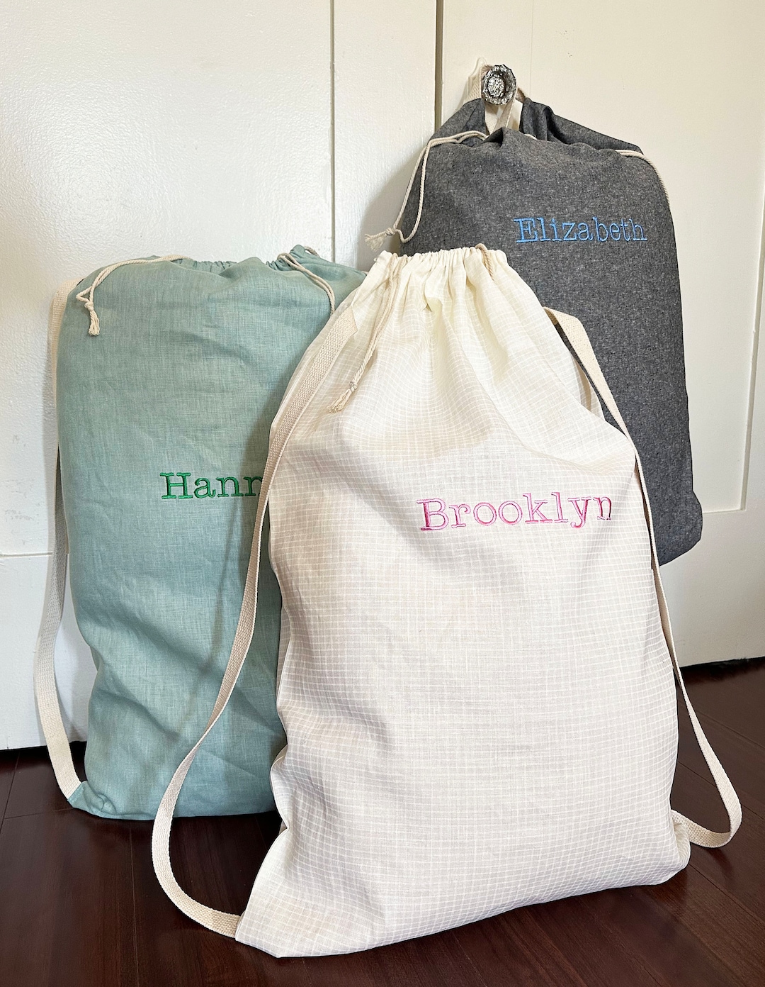 Monogram Laundry Bag Backpack | Custom Name Laundry Bag With Straps ...