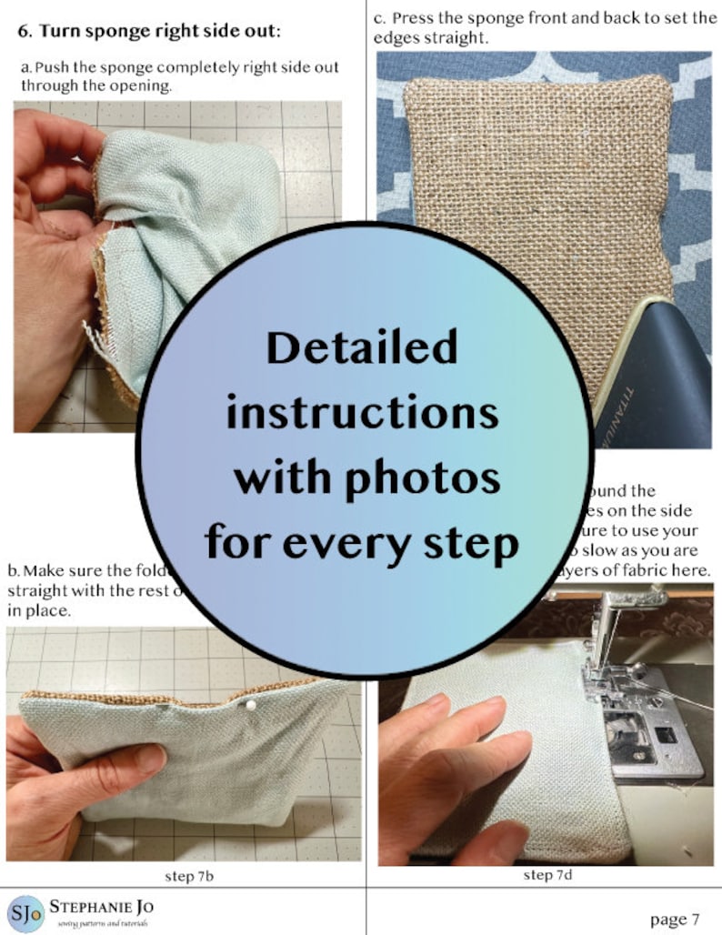 PDF Pattern for Reusable Sponges | Sewing Tutorial for Washable Sponges ...