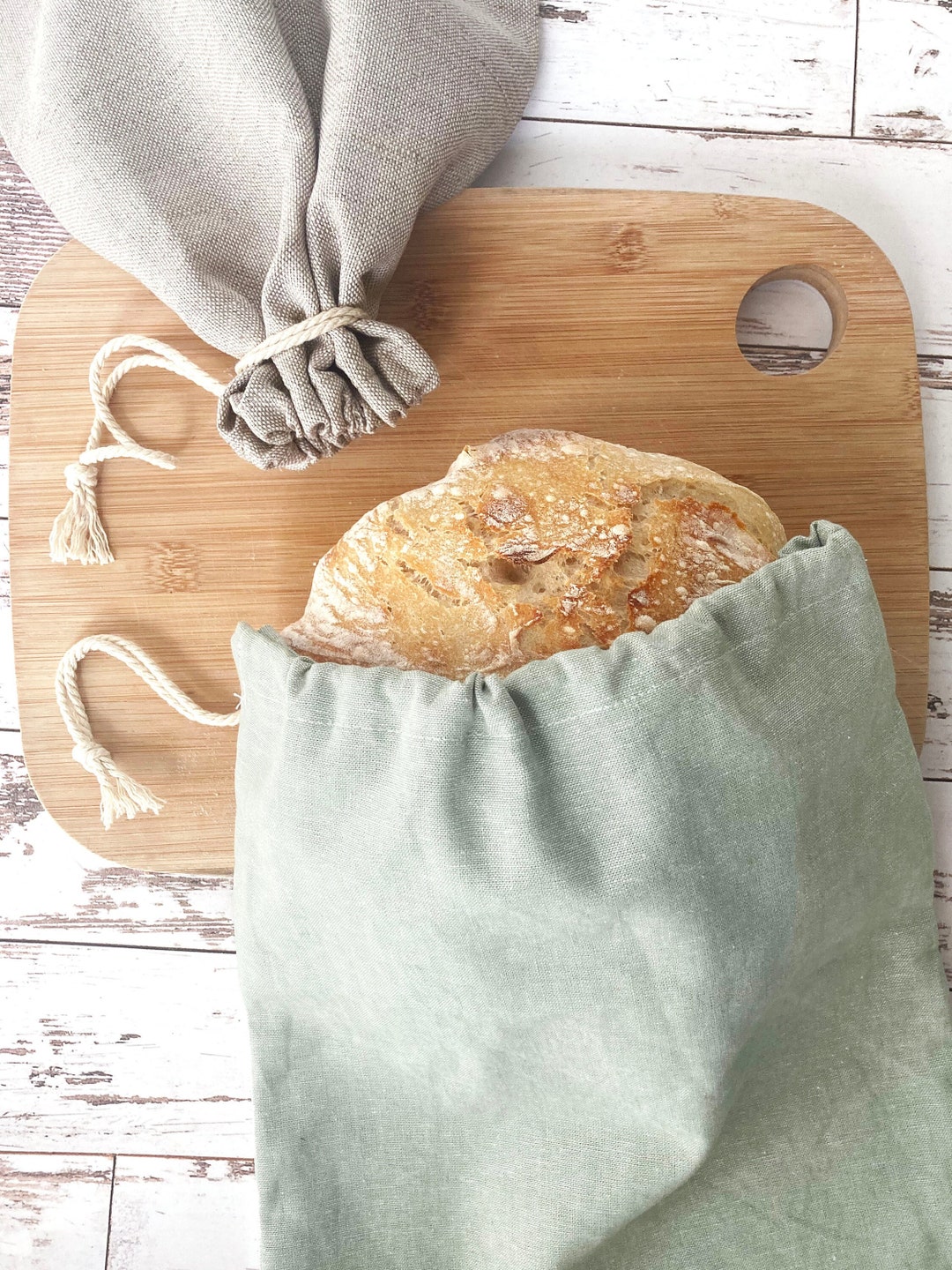 Linen Bread Bag for Homemade Sourdough | Zero Waste Artisan Boule Sack ...