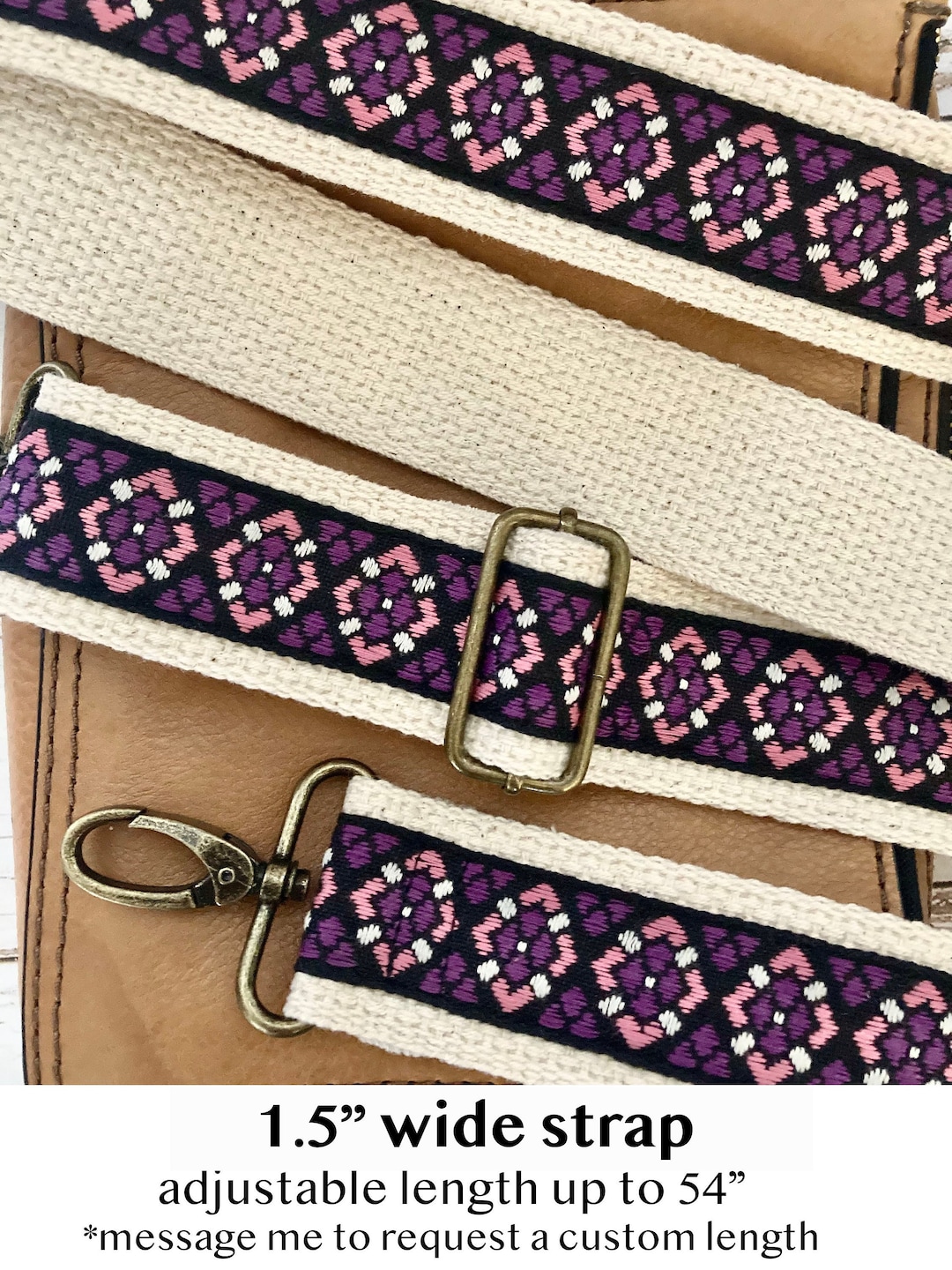 1.5" Wide Embroidered Purse Strap | Floral Crossbody Purse Strap ...