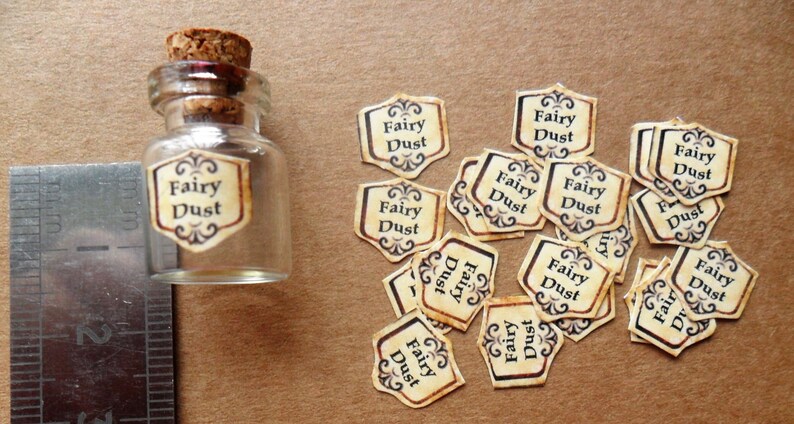 34 Fairy Dust peel back labels for very tiny bottles parchment | Etsy