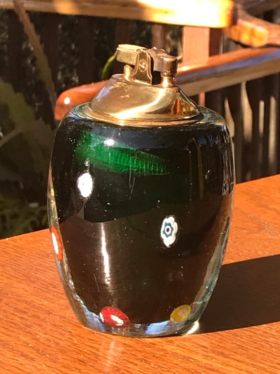 Heavy Vintage Murano Mid Century Glass Table Lighter Dark | Etsy