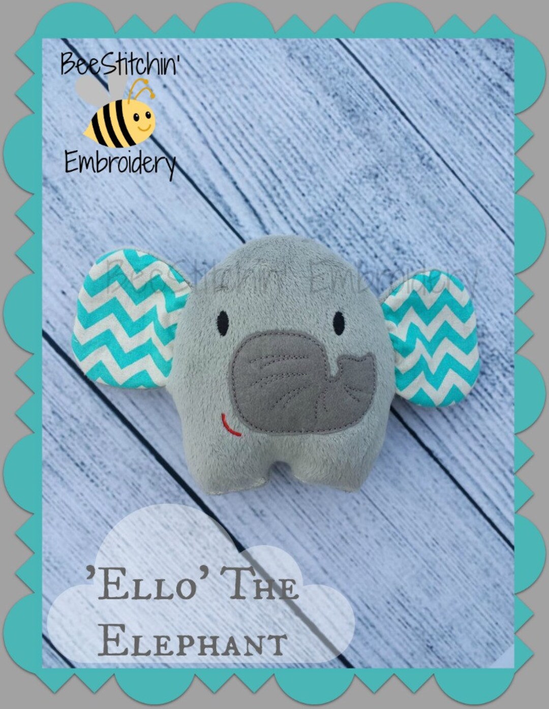 ITH 'ello' the Elephant softie 3 Sizes Embroidery - Etsy