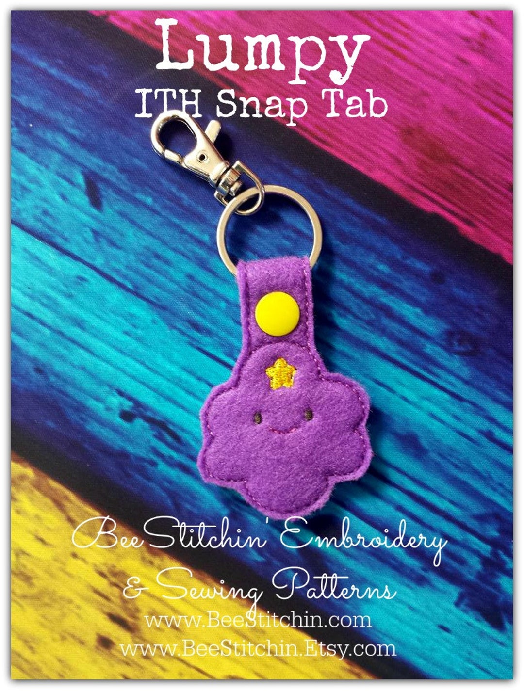 Lumpy ITH Snap Tab 4x4 Embroidery Design INSTANT DOWNLOAD - Etsy