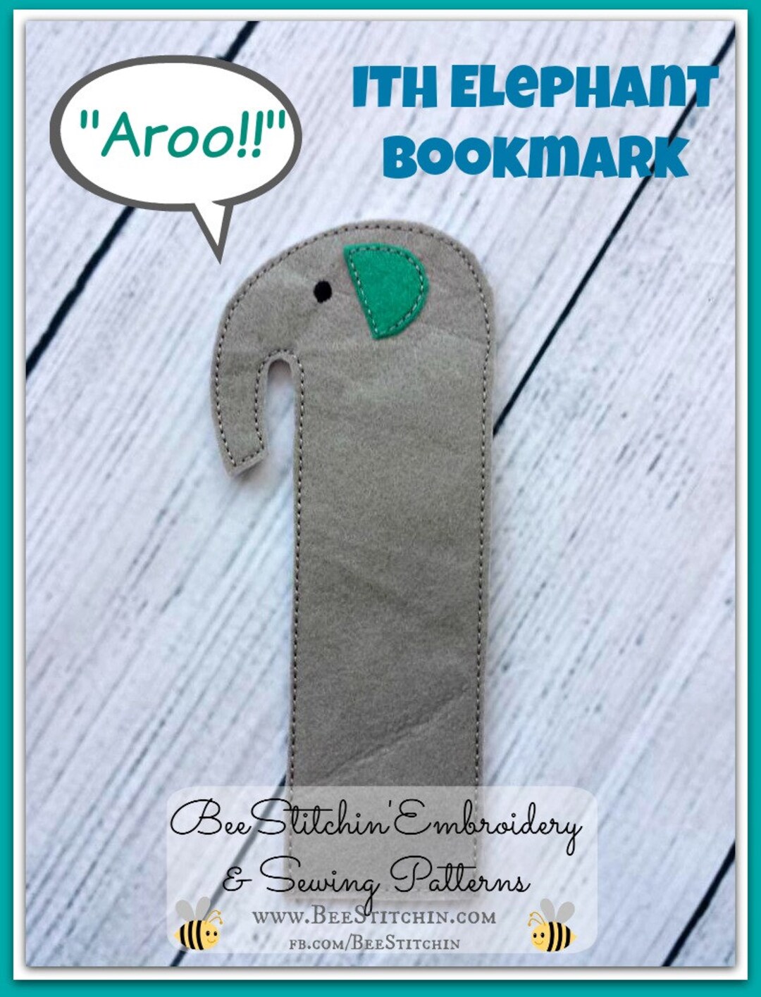 ITH Elephant Bookmark 3 Sizes Embroidery Design 4x4 - Etsy