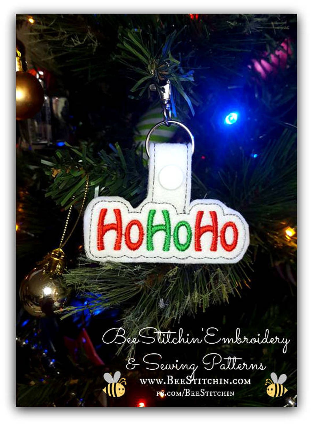 Hohoho ITH Snap Tab 4x4 Embroidery Design INSTANT DOWNLOAD - Etsy