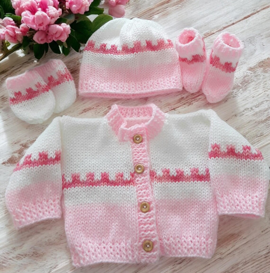 Gender-neutral Baby Cardigan With Fair Isle Design – Hand-knitted ...