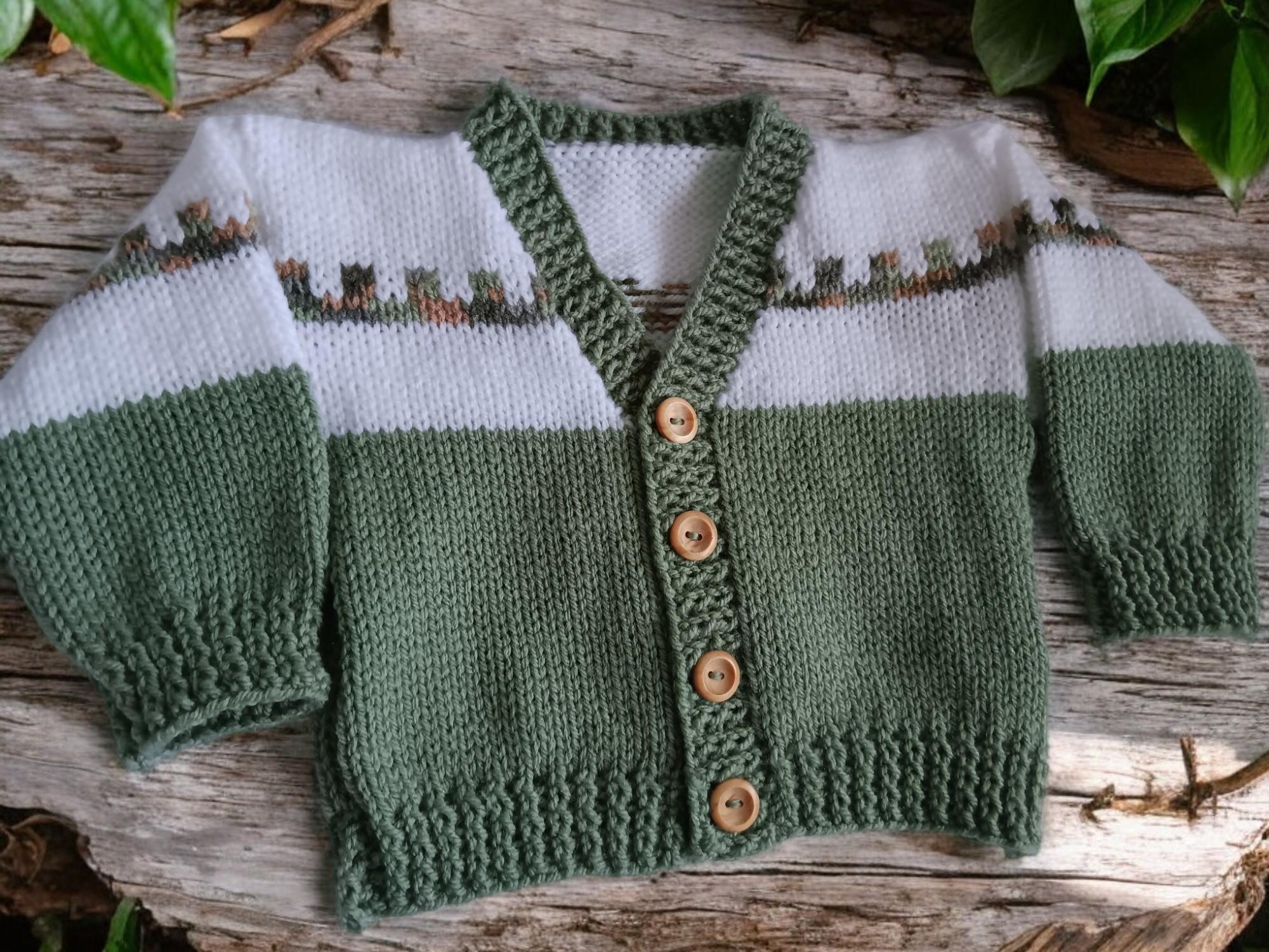 Gender-neutral Baby Cardigan With Fair Isle Design – Hand-knitted ...