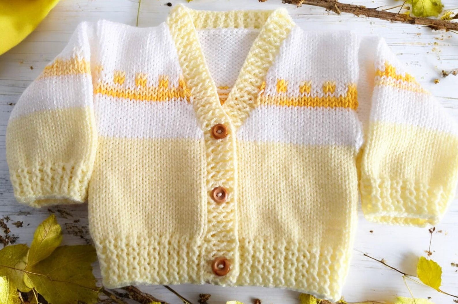 Gender-neutral Baby Cardigan With Fair Isle Design – Hand-knitted ...