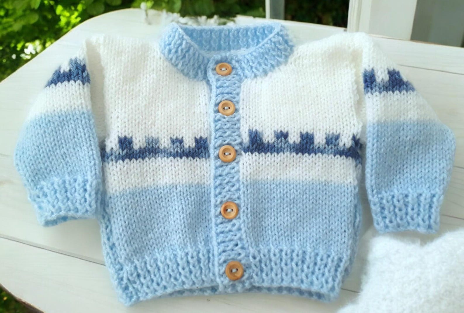 Gender-neutral Baby Cardigan With Fair Isle Design – Hand-knitted ...