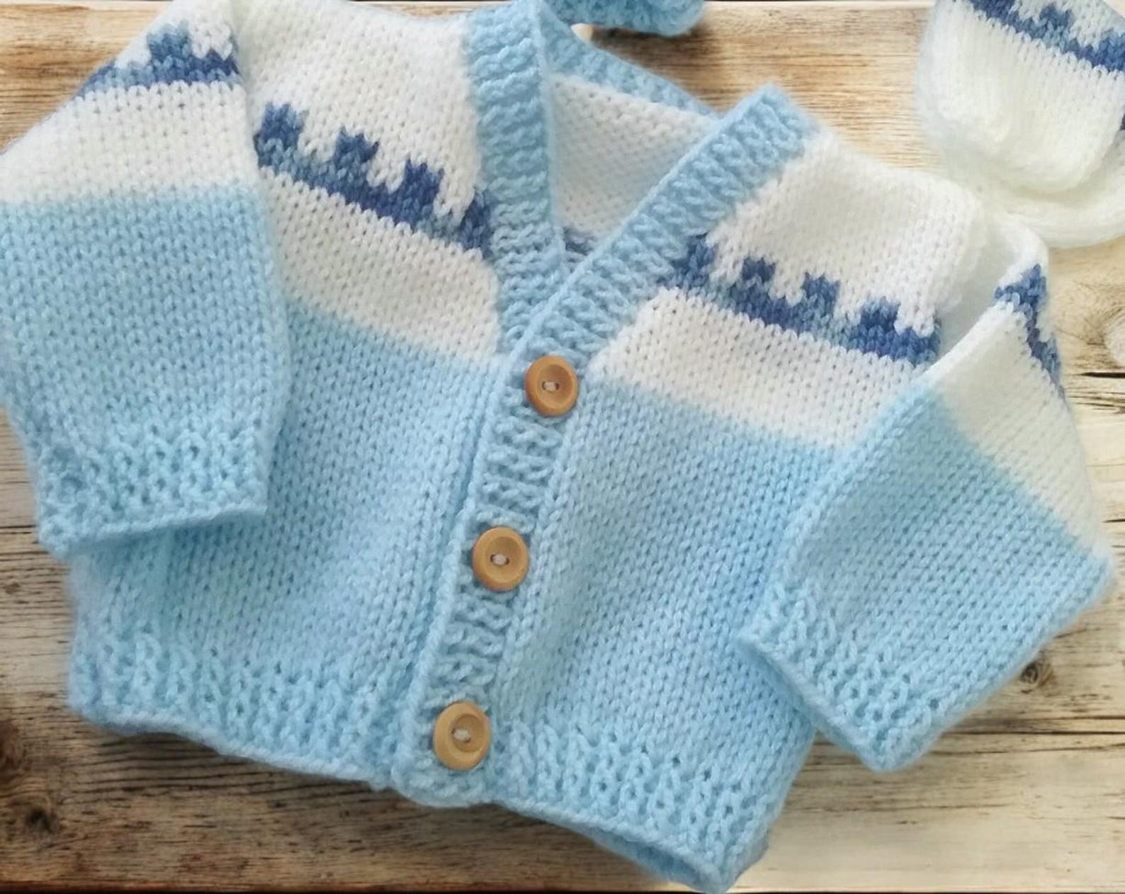 Gender-neutral Baby Cardigan With Fair Isle Design – Hand-knitted ...