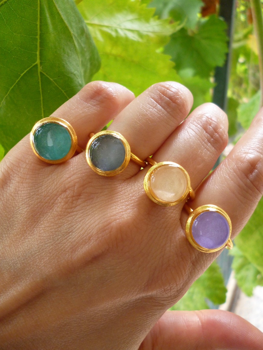 Round Enamel Adjustable Ring, Personalized Gifts for Women, Everyday ...