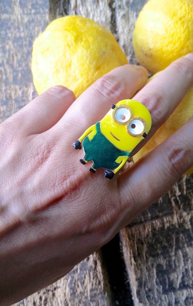 Handmade Minion Ring: Adjustable Funky Jewelry - Etsy