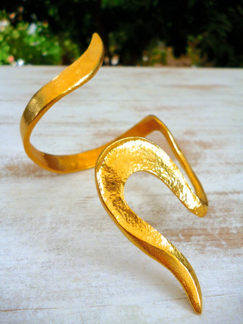 Gold Cuff Bracelet Big Bracelet Statement Cuff Hammered | Etsy