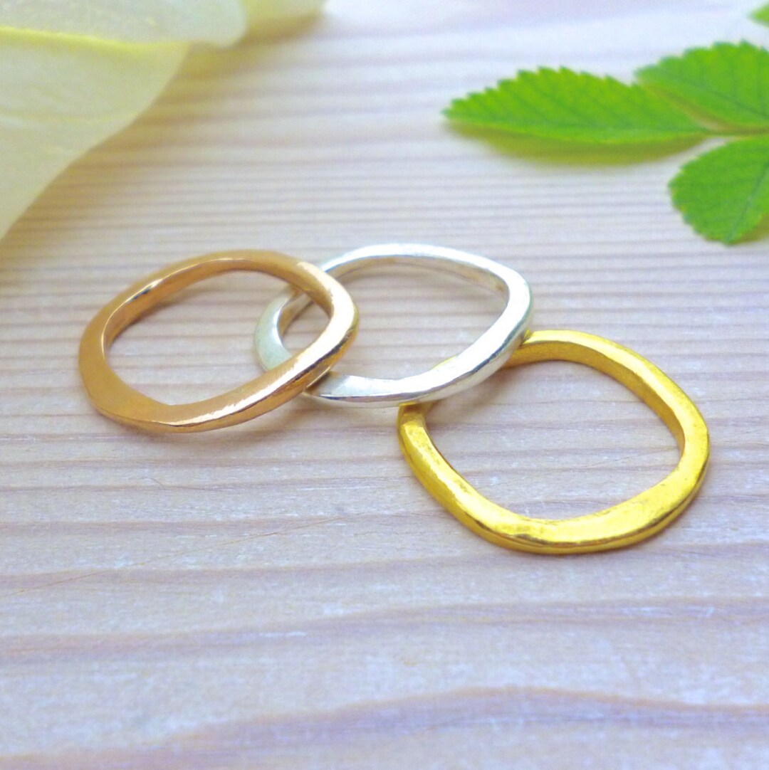 Simple Band Ring, Stackable Ring, Square Band, Thin Ring, Minimalistic ...