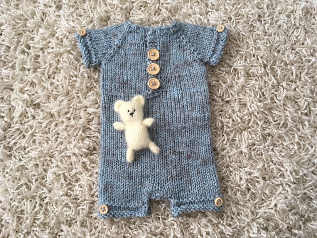 Newborn Knit Romper PATTERN: Rowan Set With Bear Lovie (PDF Download ...