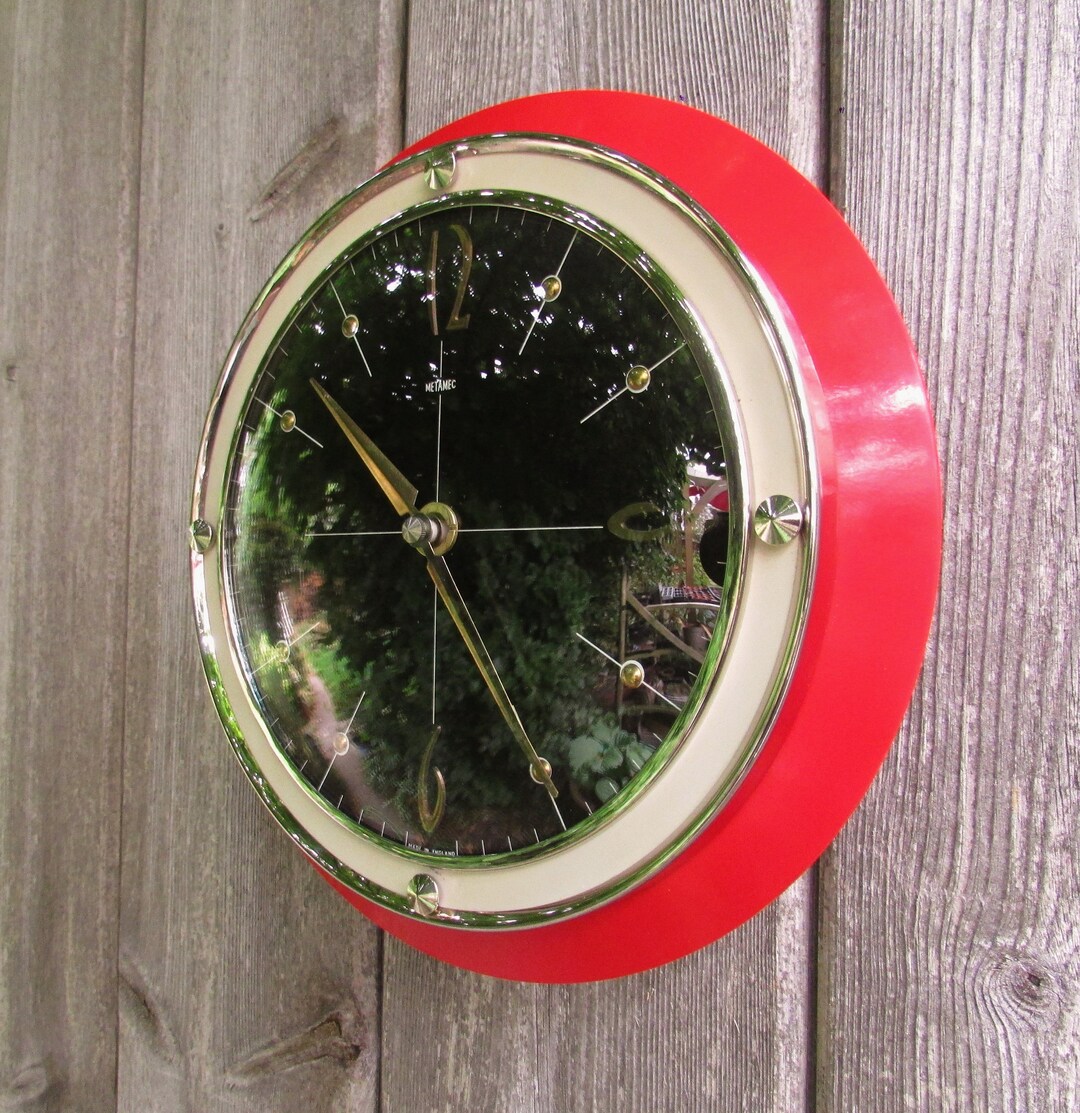 1960s Red Metamec Vintage Electric Wall Clock - Etsy