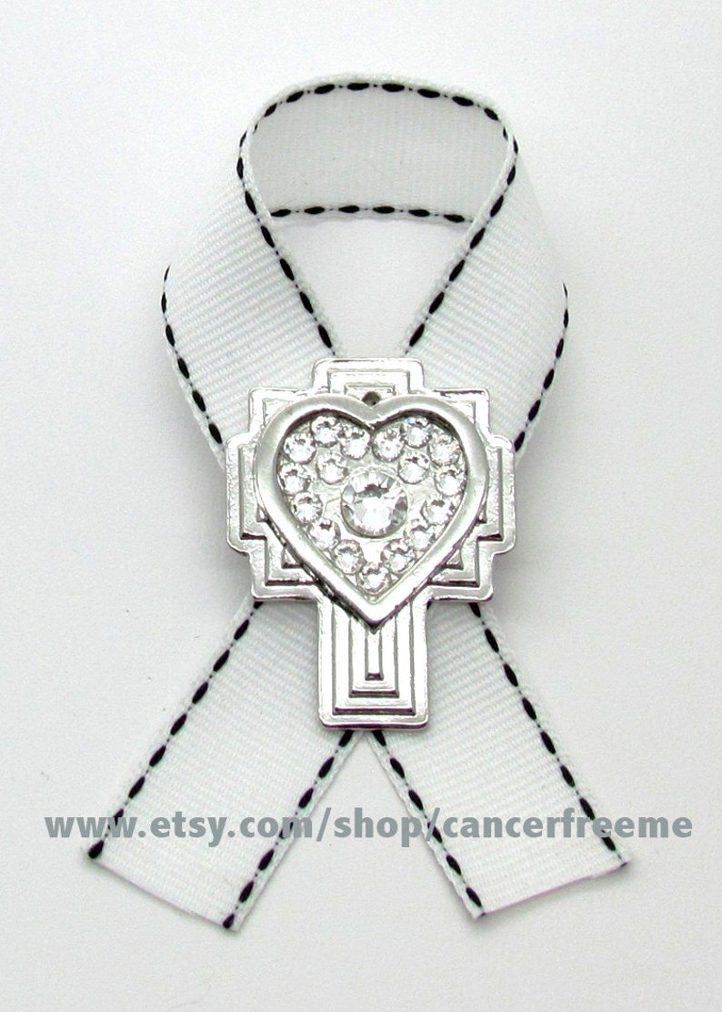 Lung & Bone Cancer Awareness Pin Cross Crystals Handmade - Etsy