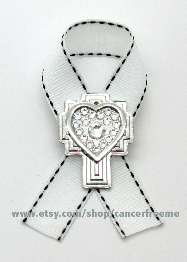 Lung & Bone Cancer Awareness Pin Cross Crystals Handmade - Etsy