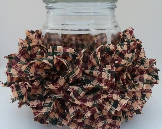 Candle Wrap, Rag Candle Ring, Farmhouse Decor, Rustic Accent Homespun ...