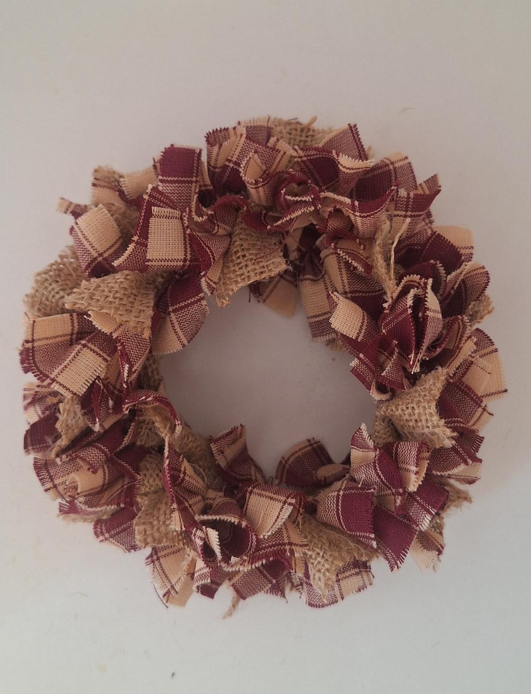 Wine Plaid & Burlap Rag Candle Ring, Elastic Candle Cover, Stretch ...