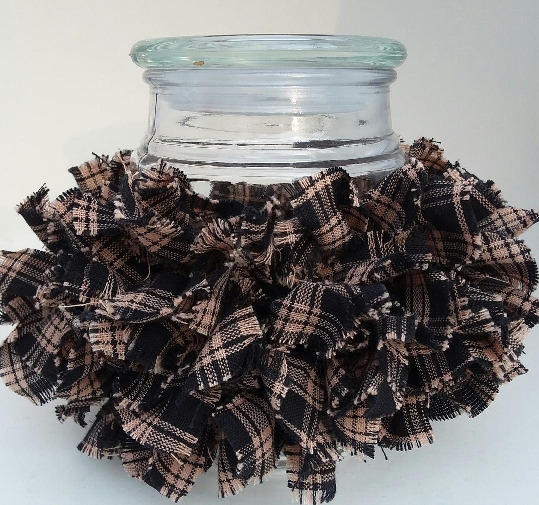 Rag Candle Ring Black Plaid Decor Elastic Candle Cover - Etsy