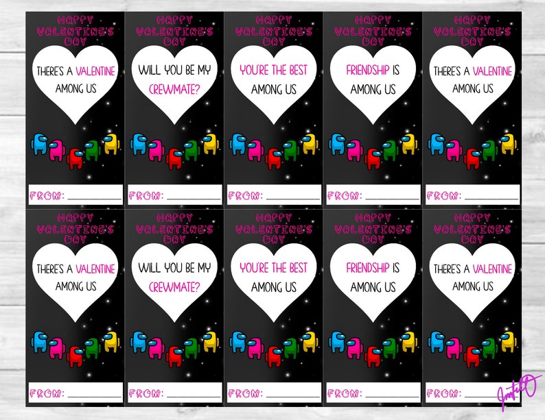 Among Us Valentine's Day Cards Printables INSTANT - Etsy Canada
