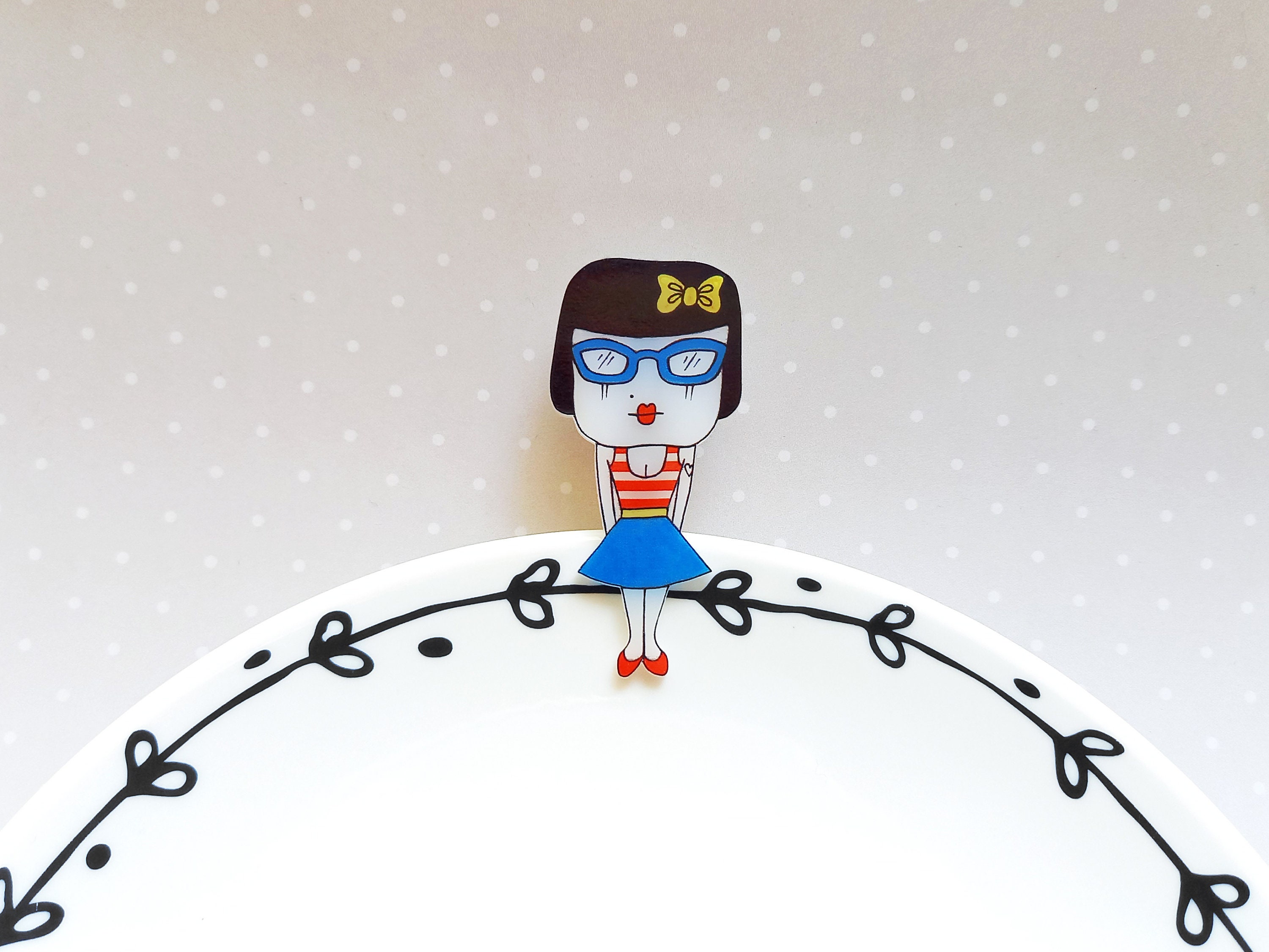 Cute Couple Set of 2 Cartoon Characters Pins, Kawaii Boy and Girl ...