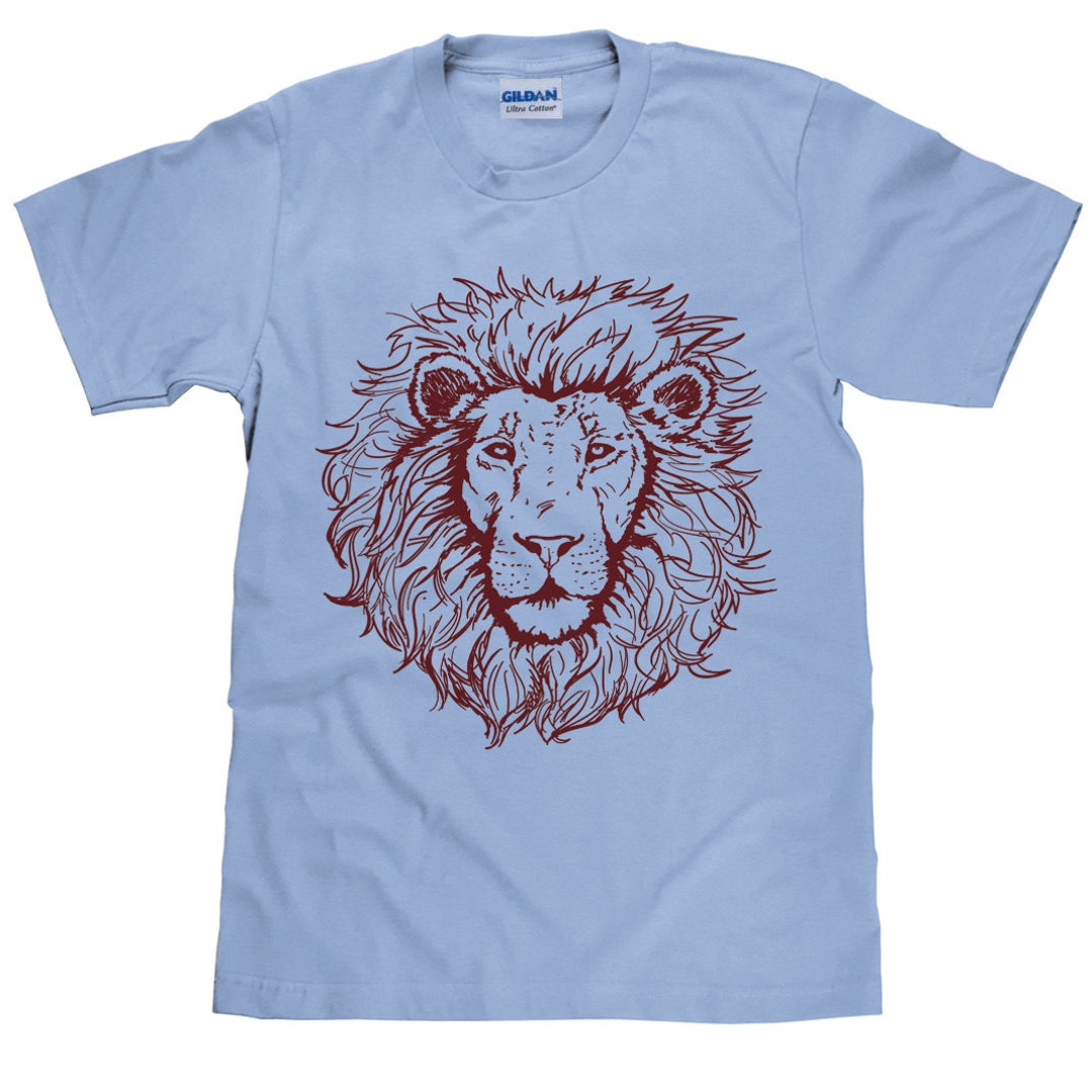 Unisex Lion Tee - King of the Jungle - Maroon Ink - Mens Womens Animal ...