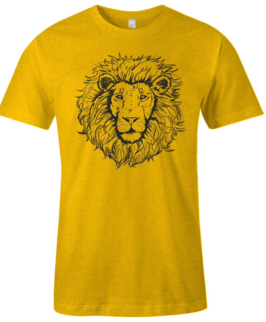 Unisex Lion Head T Shirt - King of the Jungle Tee Shirt - Gray Ink Lion ...
