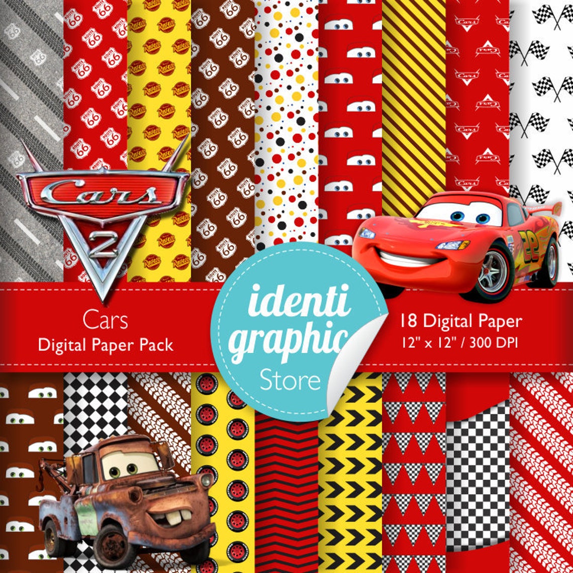 Cars 2 Papel Digital Rayo McQueen y Mate Decoración Cars | Etsy