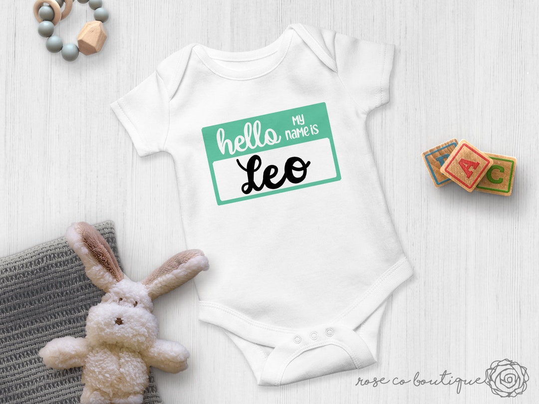 Personalized Hello My Name is Onesie® | Birth Announcement | Name Tag ...